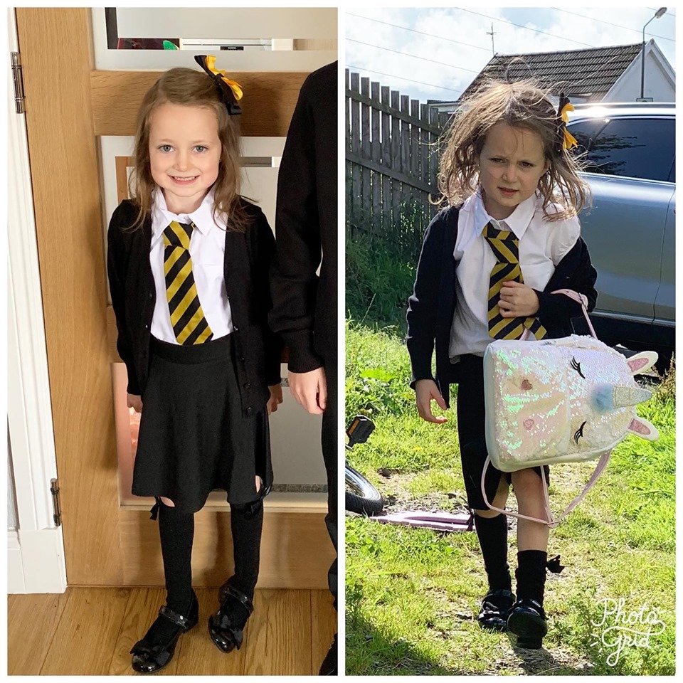 This Girl s First Day Of School Before And After Photos Are So This Girl s First Day Of School Before And After Photos Are So